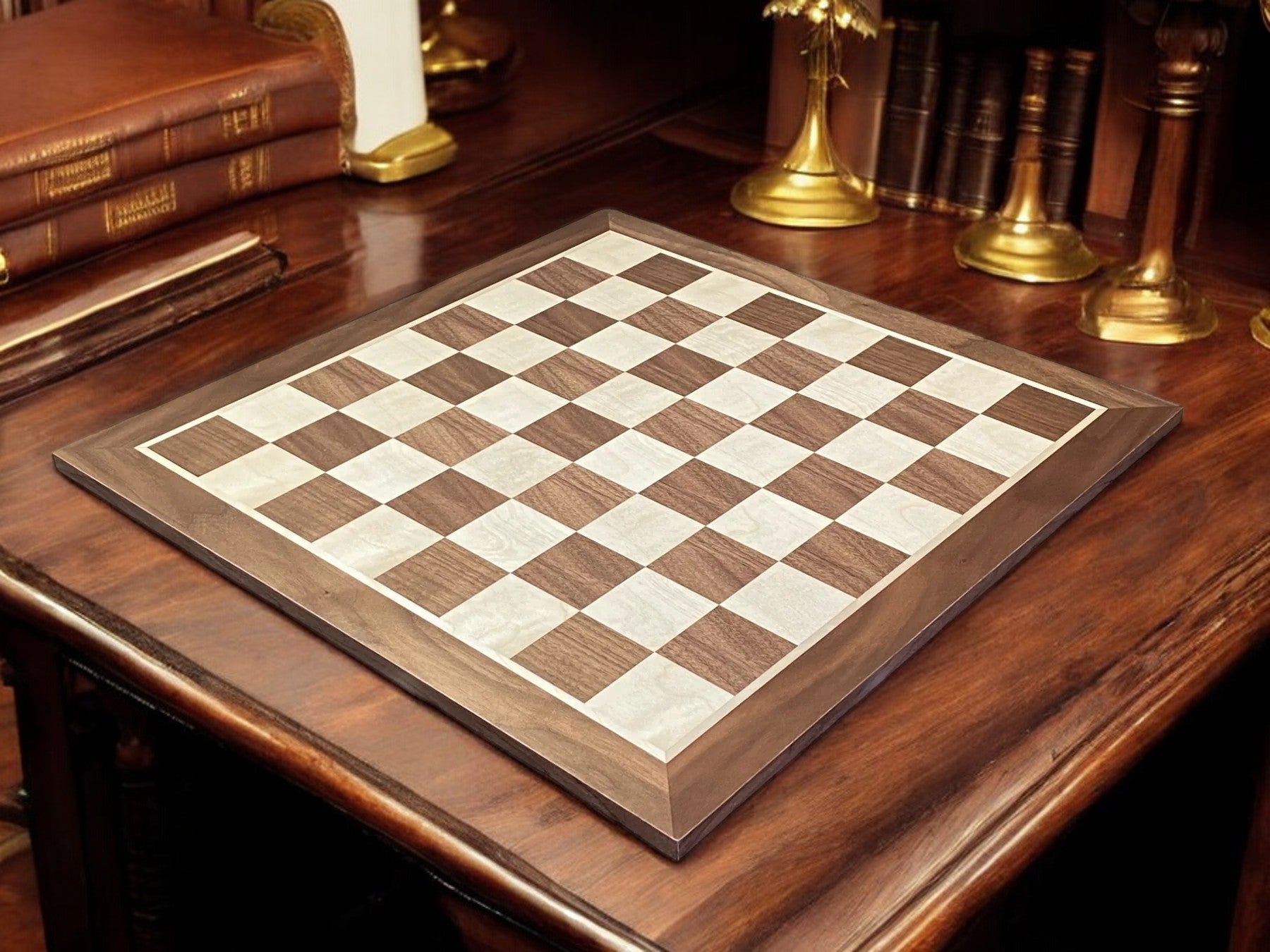 19" European Walnut and Maple Chess Board – Official Staunton