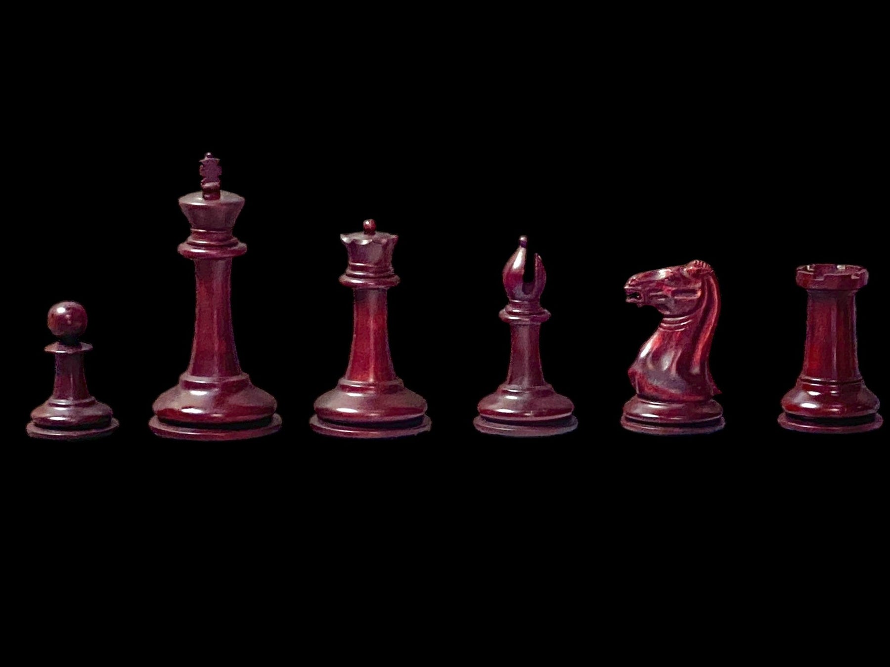 Cooke 3.5" Claret Boxwood Chess Set with Mahogany & Maple Deluxe Board ...